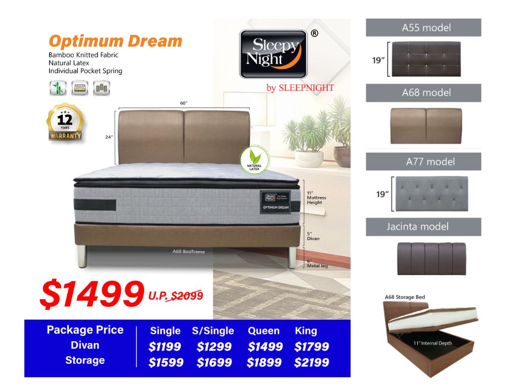 Sleepy Night Optimum Dream Pocket Spring Mattress + Bed Bundle – Sleep ...